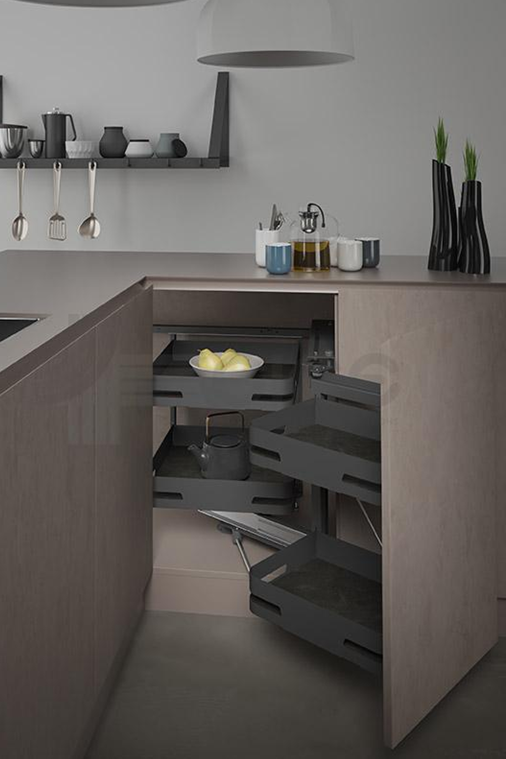 SIGE 350M Magic Corner pull-out tall basket 方形轉角拉籃 | Made in Italy ...